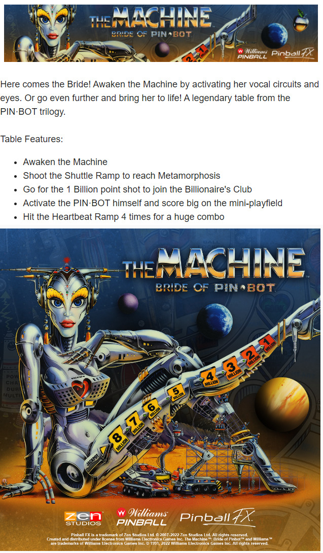 IFPA: Zen Studios – The Machine: Bride of Pin*Bot - Pinball Discussion ...